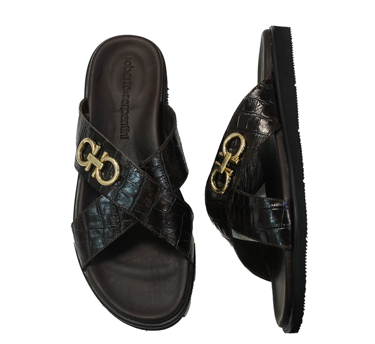 Roberto Serpentini Men's Marrone Cross Sandals MT4100 – Luisa Boutique