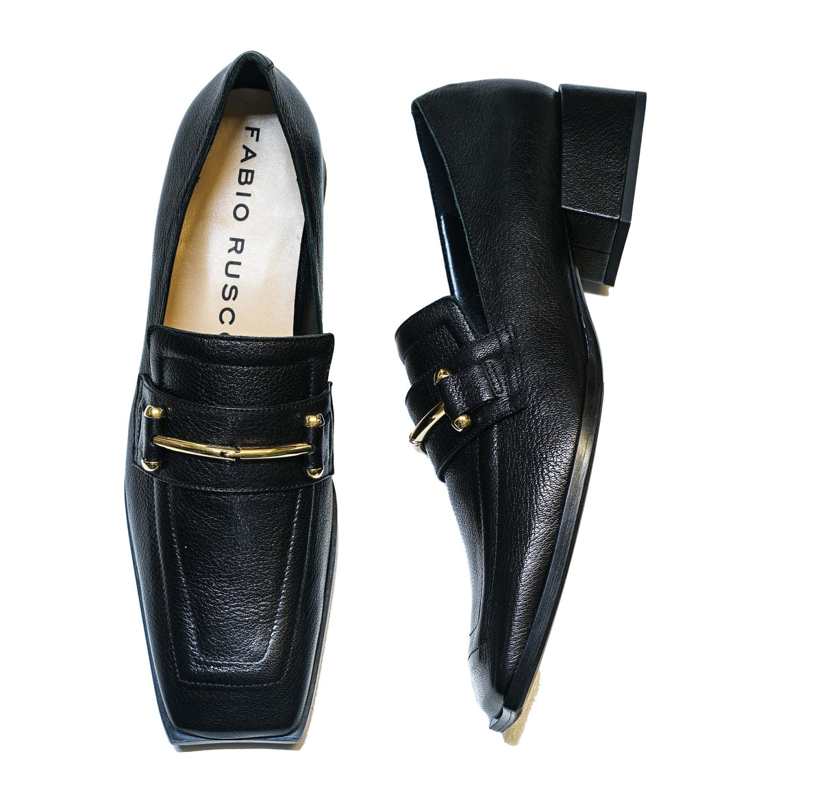 Fabio Rusconi Women’s Black Leather Gold Bar Loafer F5835 – Luisa Boutique