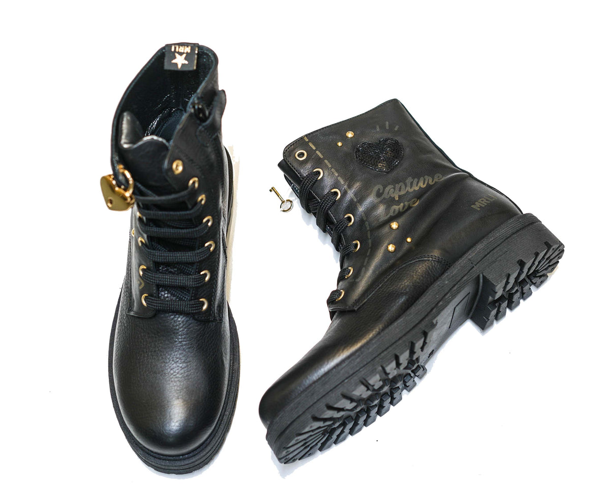 Morelli Women's Black Heart Lace Up Boot 50521 – Luisa Boutique